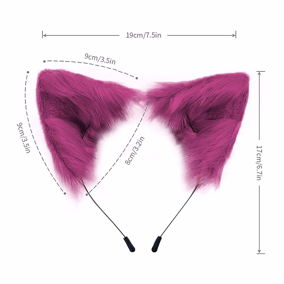 SMILETERNITY Handmade Fox Wolf Cat Ears Headwear Costume Accessories for Halloween Christmas Cosplay Party (Purple)