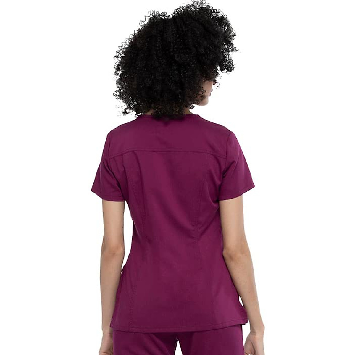 Sanibel Scrubs Stretch V-Neck Top (Wine, M)
