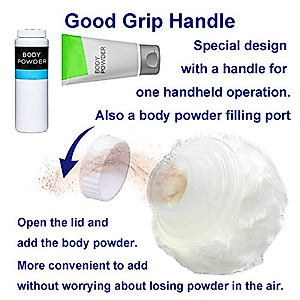 Storage Body Powder Container, Large 3.5" Fluffy Body After-Bath Powder Case, Baby Care Face/Body Villus Powder Puff Box, Makeup Cosmetic Talcum Powder Container with Hand Holder (White)
