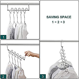 Meetu Magic Cloth Hanger Space Saving Hangers Metal Closet Organizer for Closet Wardrobe Closet Organization Closet System (Pack of 4)