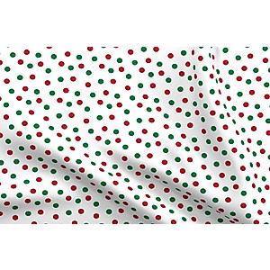 Spoonflower Fabric - Red Green White Polka Dots Christmas Holiday Celebrate Traditions Printed on Petal Signature Cotton Fabric by The Yard - Sewing Quilting Apparel Crafts Decor