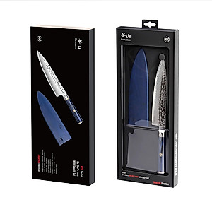 Cangshan Kita Series High Carbon X-7 Damascus Steel Chef's Knife with Sheath 8-Inch, 501387