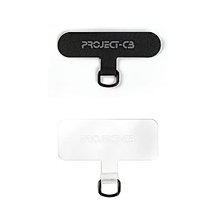 project-cb Phone Tether Tab 2 Pack,Universal Phone Lanyard Patch Without Adhesive,Phone Strap Replacement Part for Cell Phone (Black&Clear)
