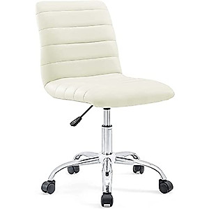 Modway Ripple Ribbed Armless Mid Back Swivel Conference Office Chair In White
