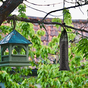 MEWTOGO 6 Pcs Wild Bird Food Finch Sock Feeder Kits - Thistle Seed Sacks with Food Grade Foldable Funnels, Wild Bird Food Supply Tools for Wildlife Goldfinch Feeding (3.9" x 15.7")