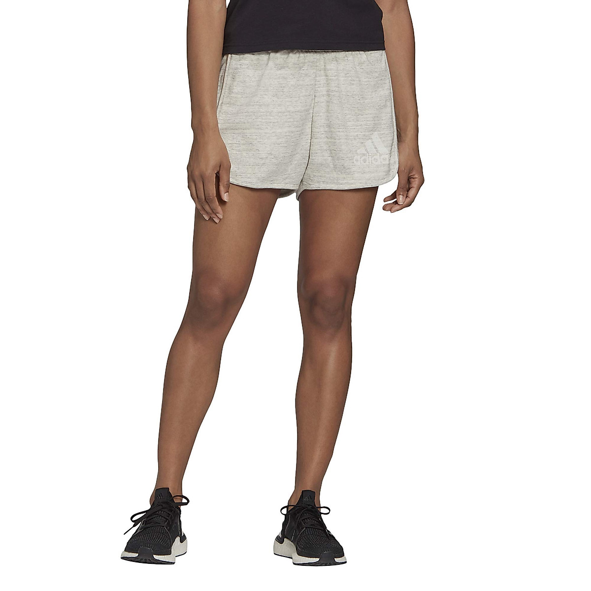 adidas Women's Melange French Terry Short Medium Gray/Core White Medium