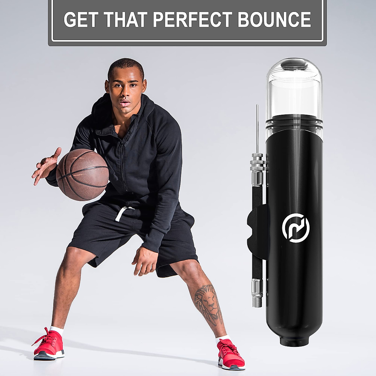 Ball Pump for Sports Balls - 5 Needles - Basketball Pump, Soccer Ball Pump - Air Pump for Balls, Volleyball, Football Accessories Equipment - Hand Pump for Inflatables - Never Lose Pin with Holder