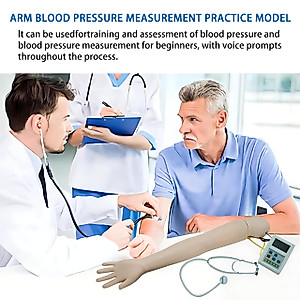 Blood Pressure Training Arm Simulator, BP Training Arm Manikin Practice Kit with Korotkoff Gap Sound Blood Pressure Cuff Stethoscope LCD Display Model for Education Teaching