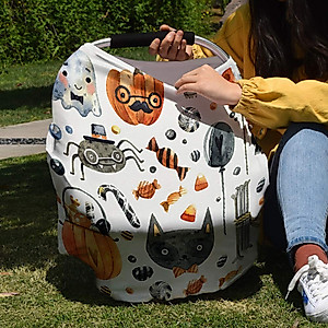 Nursing Cover Breastfeeding Scarf,Funny Halloween Cute Cartoon Pumpkin Spooky Ghost Baby Car Seat Covers for Newborns,Multi-use Cover Ups for Stroller High Chair Shopping Cart