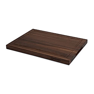CONSDAN Black Walnut Butcher Block Cutting Board with Invisible Inner Handles, USA Grown Hardwood, 1" Thick, 16" L x 12" W