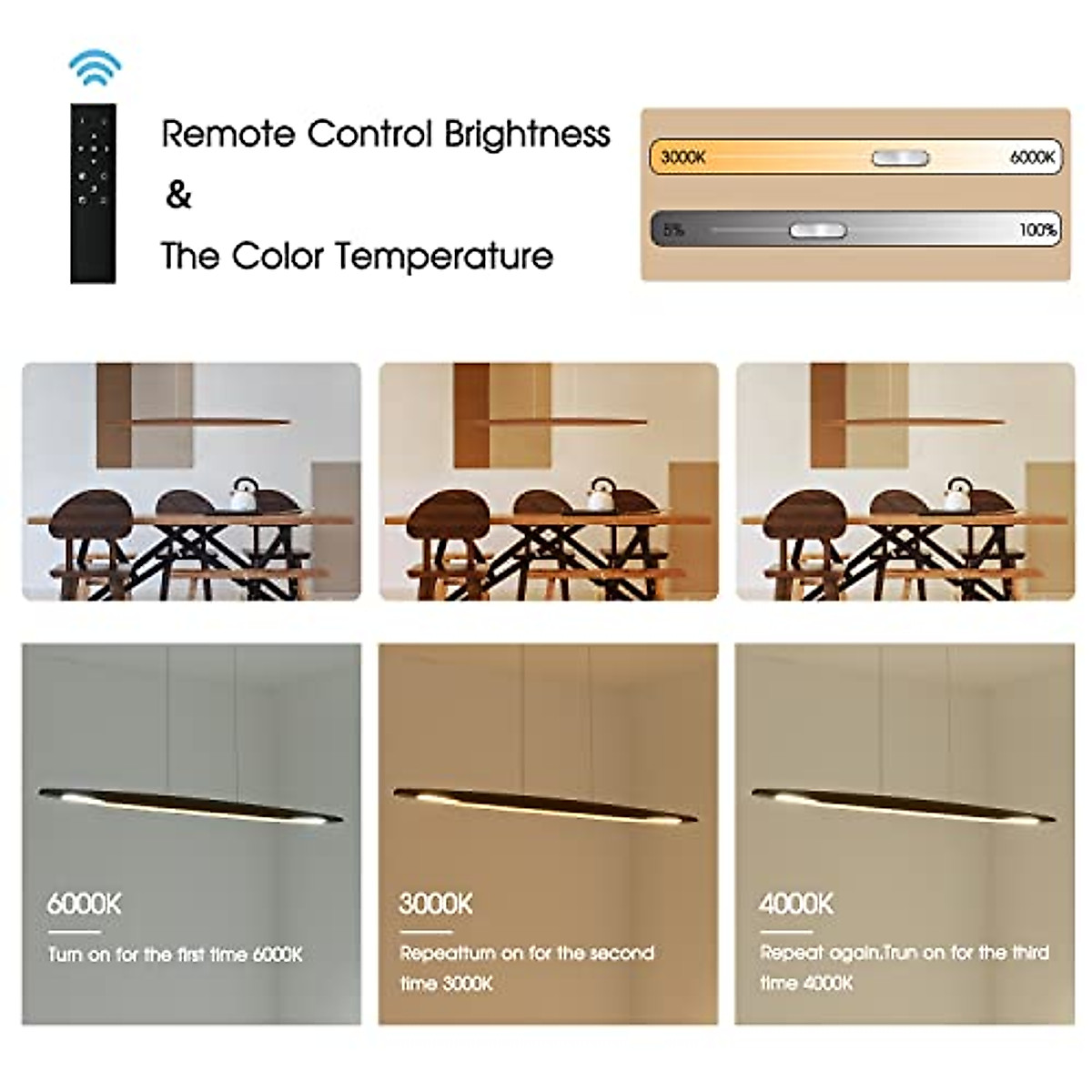 YISDESIGN Wood Linear Pendant Hanging Light Fixture Minimalist Light Linear Chandelier Wood Kitchen Island Lighting 40w Dimmable for Dining Room Dining Table Living Room Pool Table Walnut Color