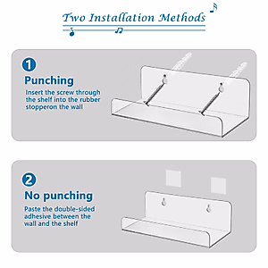 QUTHZZHY 8 Pack Acrylic Shelves for Wall Storage 7" Vinyl Record Wall Mount Shelves Vinyl Display for Bathroom Bedroom Living Room Kitchen Room Decor Clear