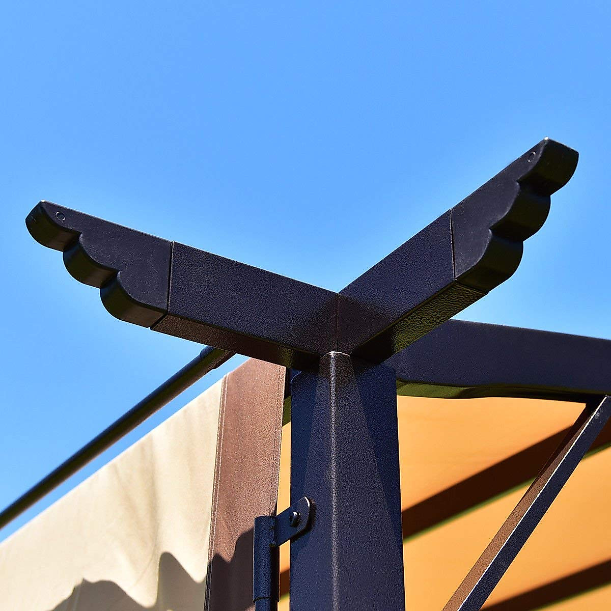 BUY JOY 12' x 9' Pergola Kit Metal Frame Gazebo &Canopy Cover Patio Furniture Shelter