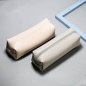 KAEZDD Pencil Bag Pen Case Cosmetic Makeup Bag Pen Pencil Stationery Pouch Bag Case/PU Leather Small Pencil Pouch Stationery Pouch Zipper Bag for Pens, Pencils, Markers (Grey)