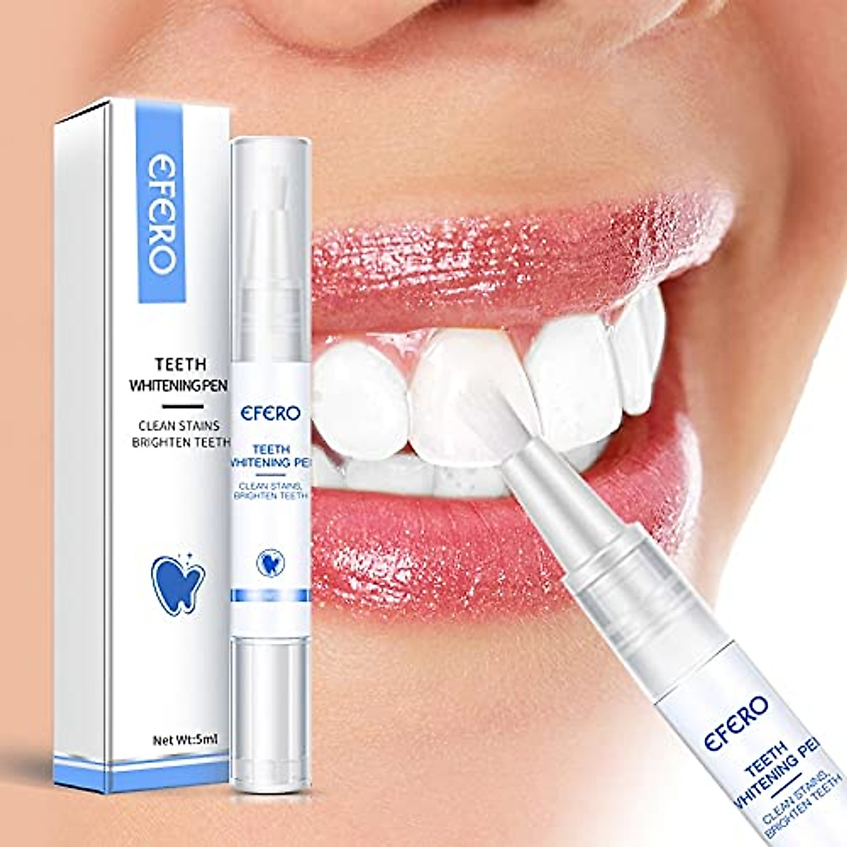 EFERO Teeth Whitening Essence Removes Plaque Stains Tooth Bleaching Cleaning Serum White Teeth Oral Hygiene Tooth Whitening Pen (Essence and Pen)