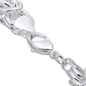 Viosi Byzantine Bracelets for Women/Men Sterling Silver Plated Classic Unique Cute Gifts Handmade Chunky Bracelet Link Chain with Lobster Clasp 10mm Width (Sterling Silver Plated, 8 Inches)