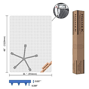 HOMEK Office Chair Mat for Low Pile Carpeted Floors - 36” x 48” Clear Carpet Chair Mats for Home & Office, Studded Floor Mat for Office Chair on Carpet