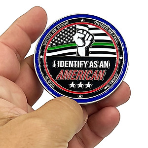 EL12-010 My Pronoun is American Thin Green Line Challenge Coin Border Patrol Deputy Sheriff Military