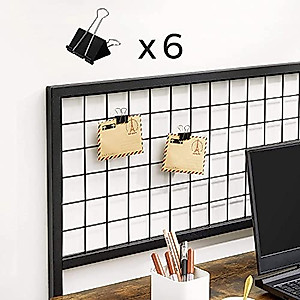 IULULU Computer Desk 47-Inch Home Office Writing Table with Grid Board, Modern Simple Study Workstation, Stable Metal Frame, Easy Assembly, Rustic Brown + Black