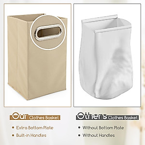 Giantex Tilt Out Laundry Hamper - Laundry Hamper Cabinet with 3 Tier Storage Shelves, Removable Laundry Basket, 51" Tall Freestanding Bamboo Tower Hamper Organizer for Bathroom Small Space