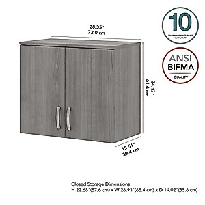 Bush Business Furniture Universal 24-inch Wall Cabinet with Doors and 2 Shelves, Platinum Gray (UNS428PG)