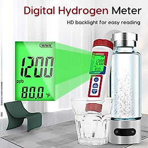 Hydrogen Tester, GIDIGI pH Meter, Digital pH TDS Meter for Water, Accurate ORP Meter, 4 in 1 pH H2 ORP Temp Test kit for Hydrogen Water Bottle, Hydrogen Water ppb/ppm Tester with ATC