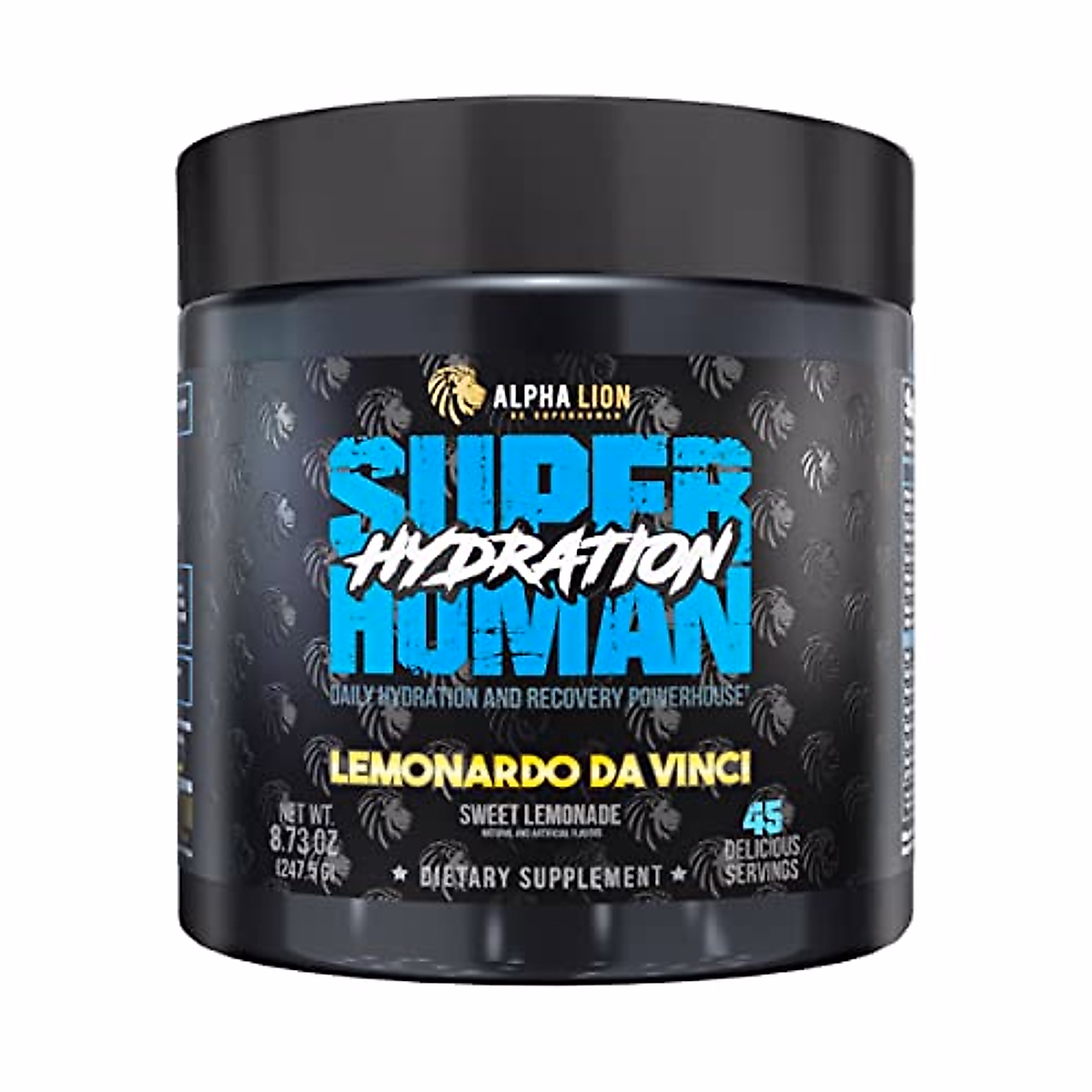 Alpha Lion Superhuman Hydration, Great Tasting Sugar Free Drink Mix, Six Essential Electrolytes, Increase Hydration and Performance, Trace Minerals Vital for Recovery (45 Servings, Sweet Lemonade)