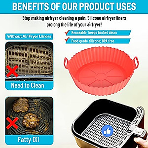 Nuova Era 2-Pack Air Fryer Silicone Pot for 3 to 5 QT, Air Fryer Silicone Liners, Air Fryer Accessories, Reusable Silicone Bowl for Baking, Air Fryer Basket, Air Fryer Basket for Oven