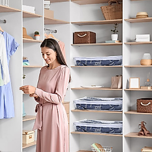 12 Pcs Clear Zippered Storage Bags PVC Sweater Storage Bags Sheet Organizer Plastic Sheet Storage Sweater Bags with Zipper and Label Pocket for Clothes Closet Linen Sweater Pillow (14 x 12 x 3 Inch)