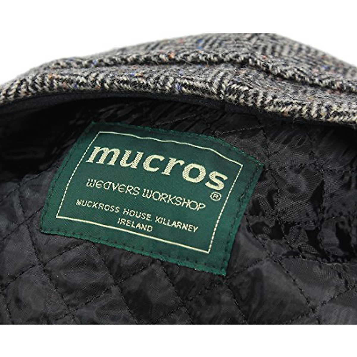 Mucros Weavers Men’s Irish Flat Cap Wool Grey Herringbone Made in Ireland XL