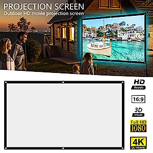 SuanlaTDS 16:9 HD Projector Projection Movies Screen, Foldable Anti-Crease Portable for Home Outdoor Indoor Support