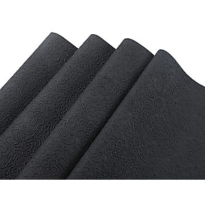 Picheng Embossed Faux Leather Sheets: Flower Textured Leather Rolls 13.8"X53"(35cmX135cm),Faux Leather is Great for Making Crafts,Leather Earrings, Bows,Sewing DIY Projects (Black)