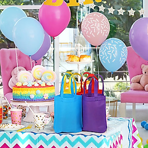 Aneco 24 Pack Reusable Party Non-Woven Favor Bags 9.5×9.5 Inch Pinata Goodie Gift Bag Colorful Tote Candy bags for Birthday Weeding Party