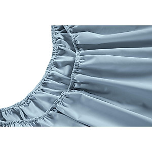 LANE LINEN 450TC 100% Cotton Sheets Twin Size, Mercerized Cotton Fully Elasticized Sateen Weave Twin Sheet Set, Soft and Comfy Hotel Like Thick Sheet, Natural Cooling Bed Sheet - French Blue