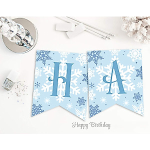 Snowflake Frozen Birthday Banner, Winter Wonderland 1st 2nd 3rd Birthday Party Decorations Snowflake Frozen Theme Party Christmas New Year Supplies