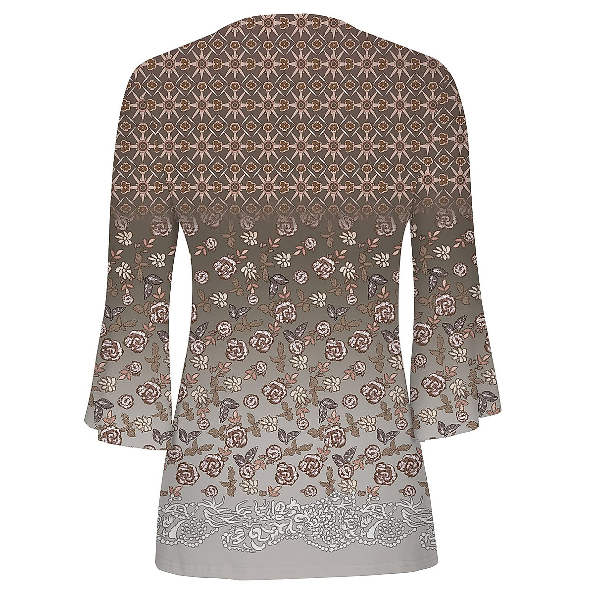 Womens Tops And Blouses 3/4 Sleeve Graphic Tunic Tops Trendy 2024 Summer Casual v Neck Empire Waist t-Shirt Blouse