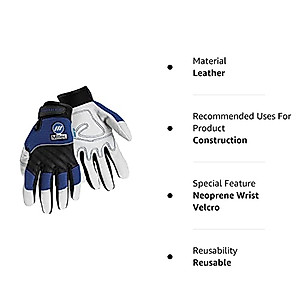 Miller Electric Metal Working Gloves - Large, Black and Blue (251067)