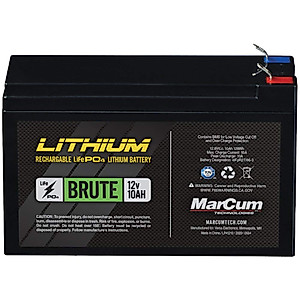MarCum Lithium 12V 10AH LiFePO4 Brute Battery | Ice Fishing Gear | Ice Fishing Accessories | Tech Gadgets for Fishing | Fishing Gear and Equipment