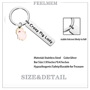 FEELMEM Pet Animal Jewelry Crazy Pig Lady Keychain Pig Charm Keychain Animal Lover Gift Pig Owner Gift (Crazy Pig Lady)