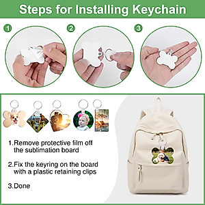 135Pcs Sublimation Keychain Blanks Bulk,MDF Keychain Double Sided Heat Transfer Keychain Board with Film,Key Rings, Plastic Retaining Clips for DIY and Craft(Round, Rectangle, Bone, Square, Heart)