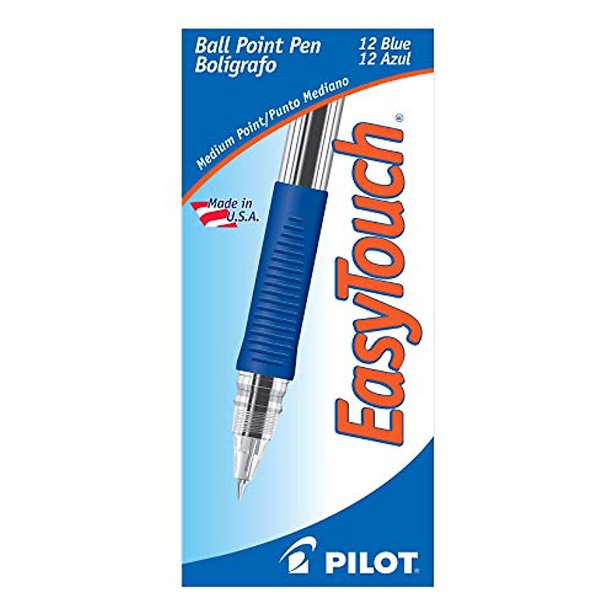 PILOT EasyTouch Ballpoint Stick Pens, Medium Point, Blue Ink, 12-Pack (32011)