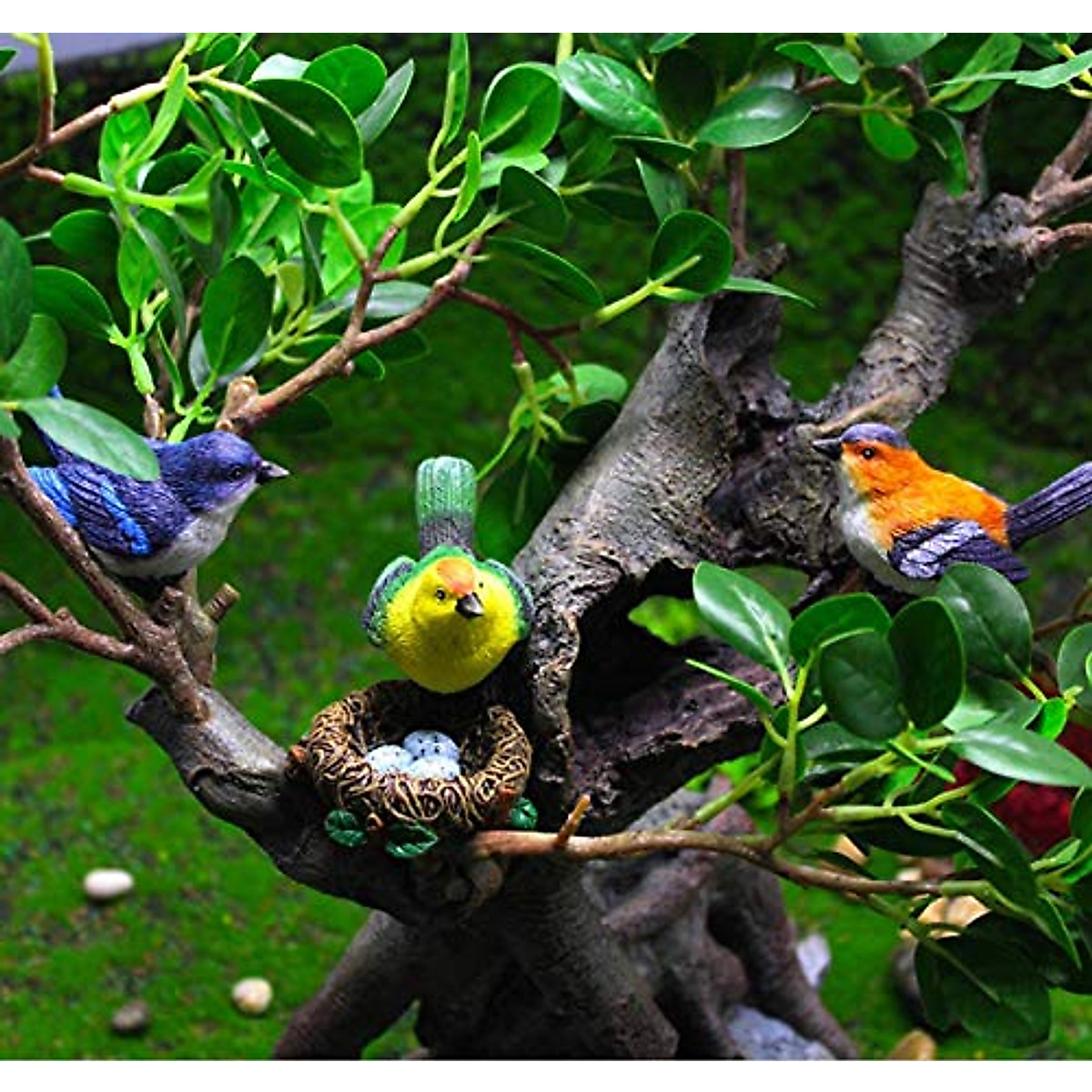 Cute Miniature Bird Figurines: Garden, Home & Plant Decor 3-Pcs