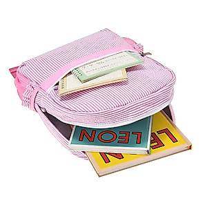 ONGLYP Lightweight Toddler Backpack for Girls,Seersucker Preschool Bookbag for Kids,Cute Pleated Children Kindergarten Backpack,SMALL (Pink, Small)