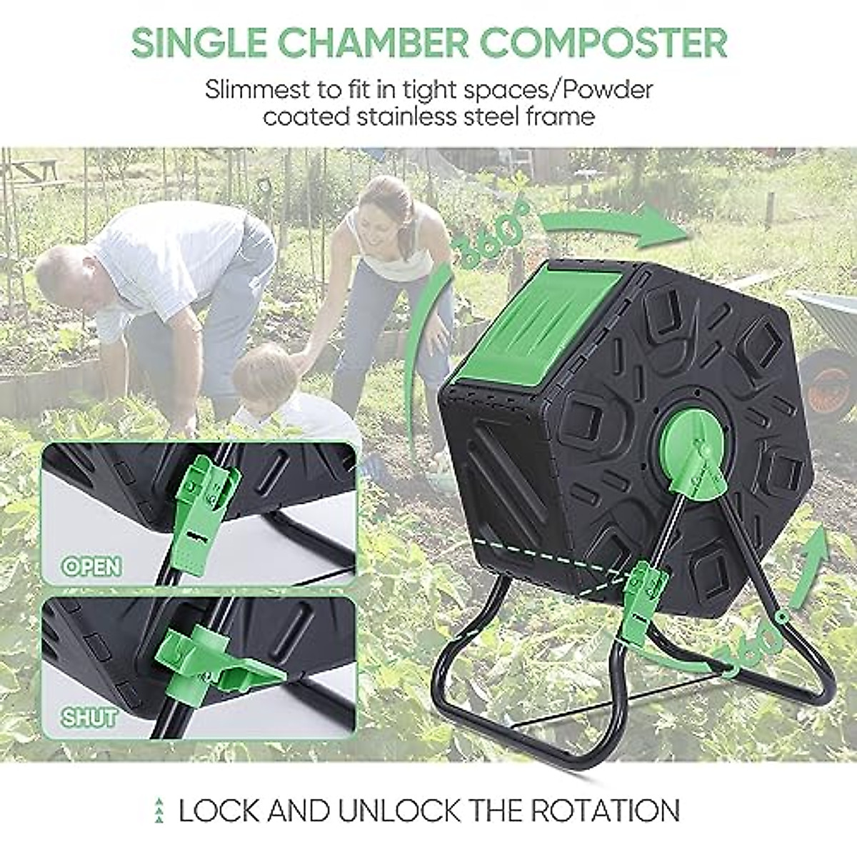 18.5 Gal Compost Bin Garden Composting Sturdy Compost Bins Tumbler Garden Yard