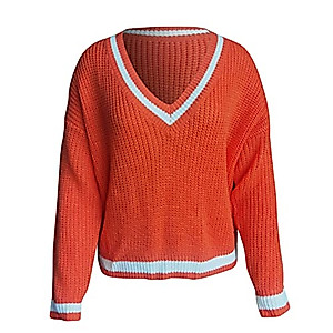 Dorocki V Neck Sweater Women Casual V Neck Long Sleeve Knitted Elegant Warm Sweater Solid Color Pullover Shirt