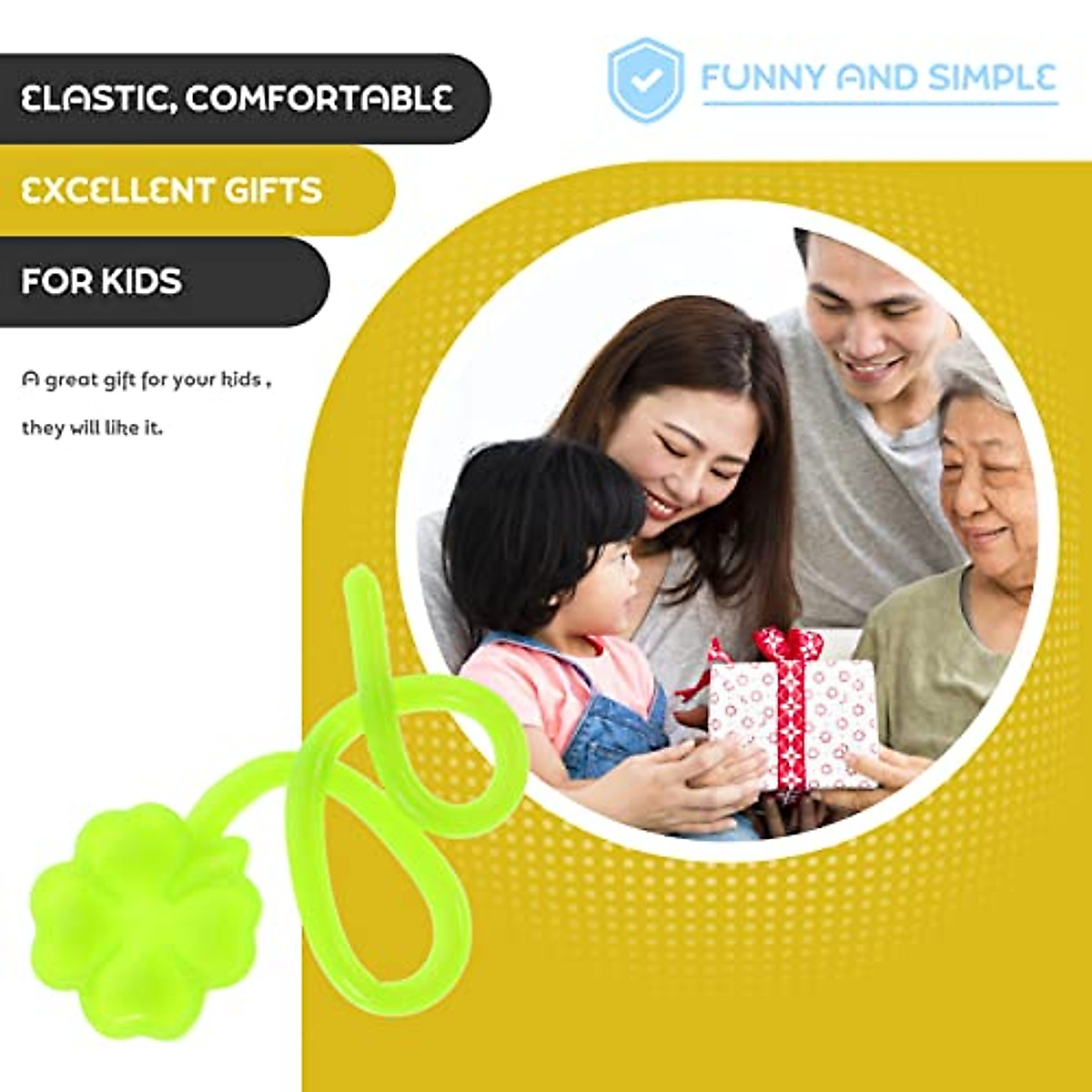 Gadpiparty 50pcs St Patrick Sticky Hands Four Leaf Clover Stretchy Sticky Hands Kids Sensory Toy Party Favors Supplies for Stocking Stuffers Easter Egg Toys Fillers Light Green