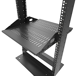 Jingchengmei 2U Cantilever Server Shelf Rack Mount-19 Inch 2 Piece Set Center Weighted for AV/Data Equipment Enclosure (2U2PC10V, black)