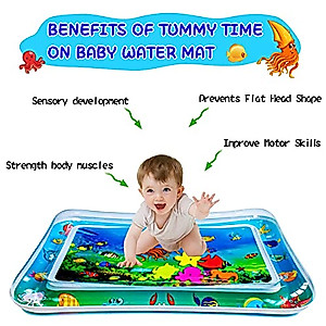 YULIN-MALL Tummy time Water Play mat Baby & Toddlers is The Perfect Fun time Play Inflatable Water mat,Activity Center Your Baby's Stimulation Growth, Blue