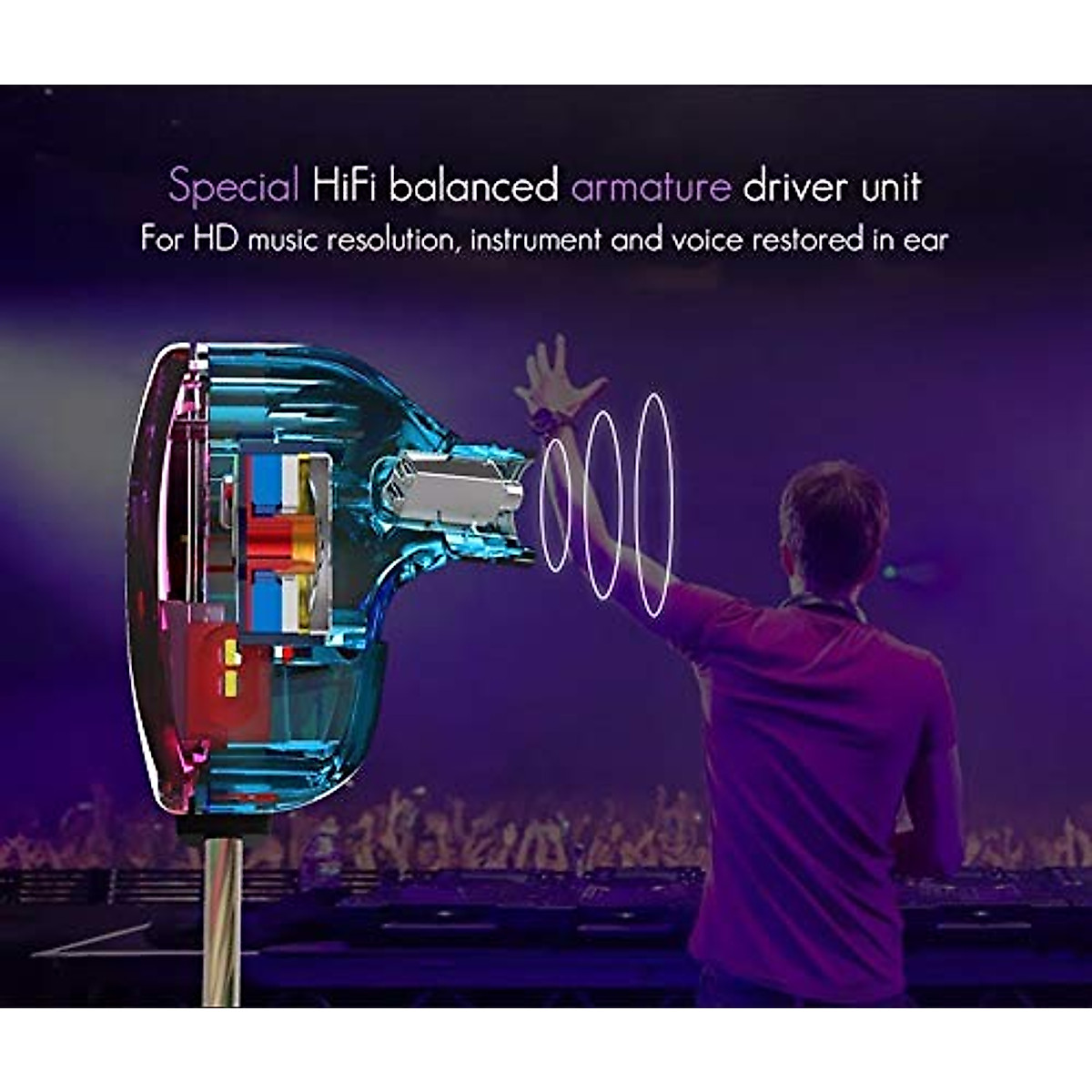 YINYOO Easy KZ ZST Colorful Hybrid Banlance Armature with Dynamic in-Ear Earphone 1BA+1DD HiFi Headset (Colorful ZST Nomic)