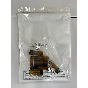 Tanlade 100 Pcs 5ml (1/6 Oz) Small Glass Bottles Essential Oil Bottle with Plastic Screw Caps and Funnel Plastic Pipettes Empty Refillable Sample Bottles for Liquid Preservation Storage(Amber)